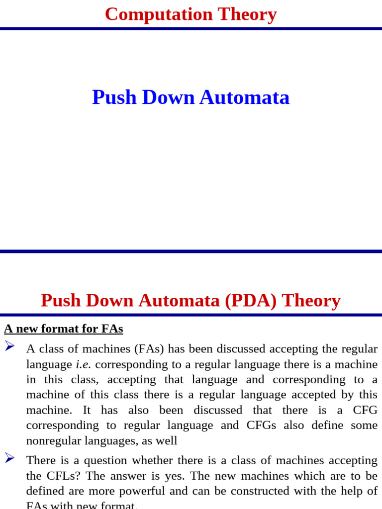 Lecture 14-15 - PDA (2) | PDF | Models Of Computation | Theoretical Computer Science