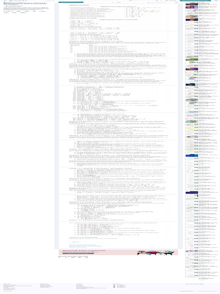 Maths Formulas For Class 11 - All Important 11th Class Math Formulae ...