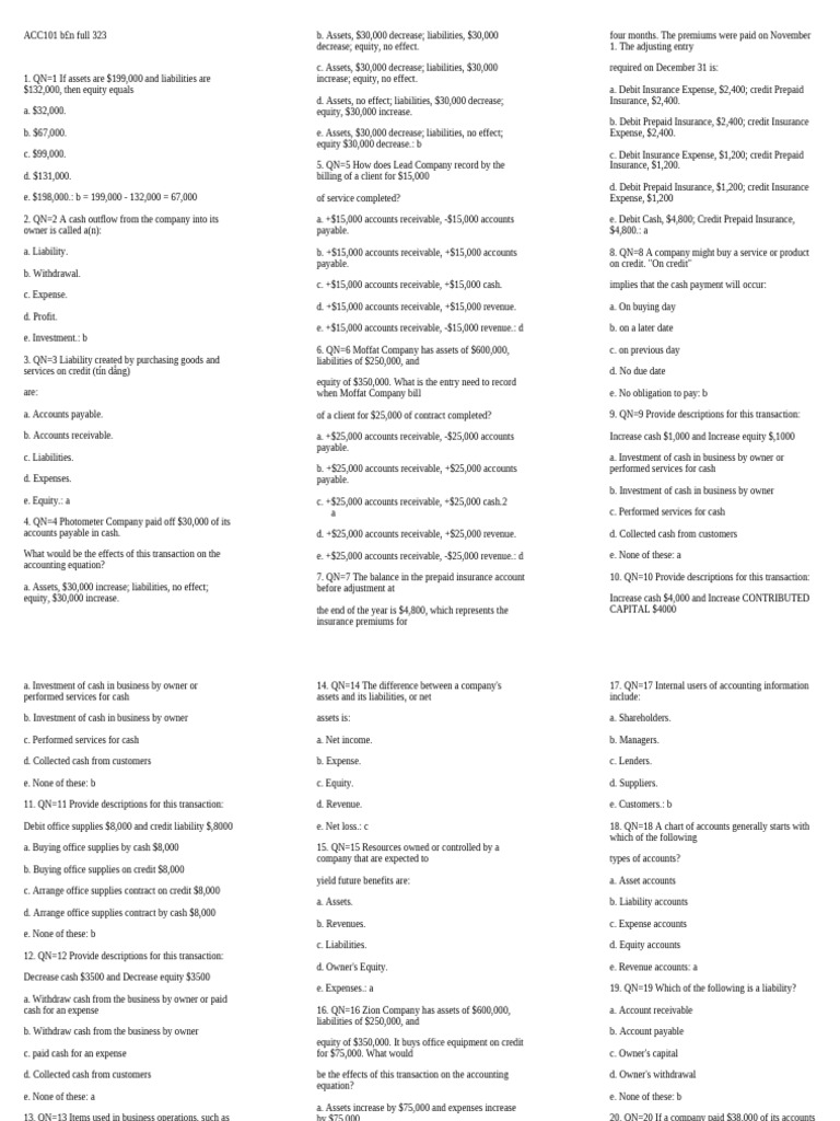 Accounting Questions and Answers (Repaired) | PDF | Debits And Credits ...