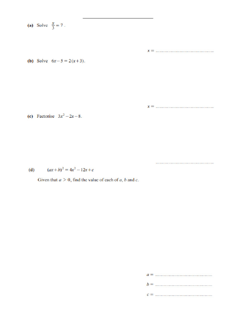 Revision Worksheet For Class VIII | PDF