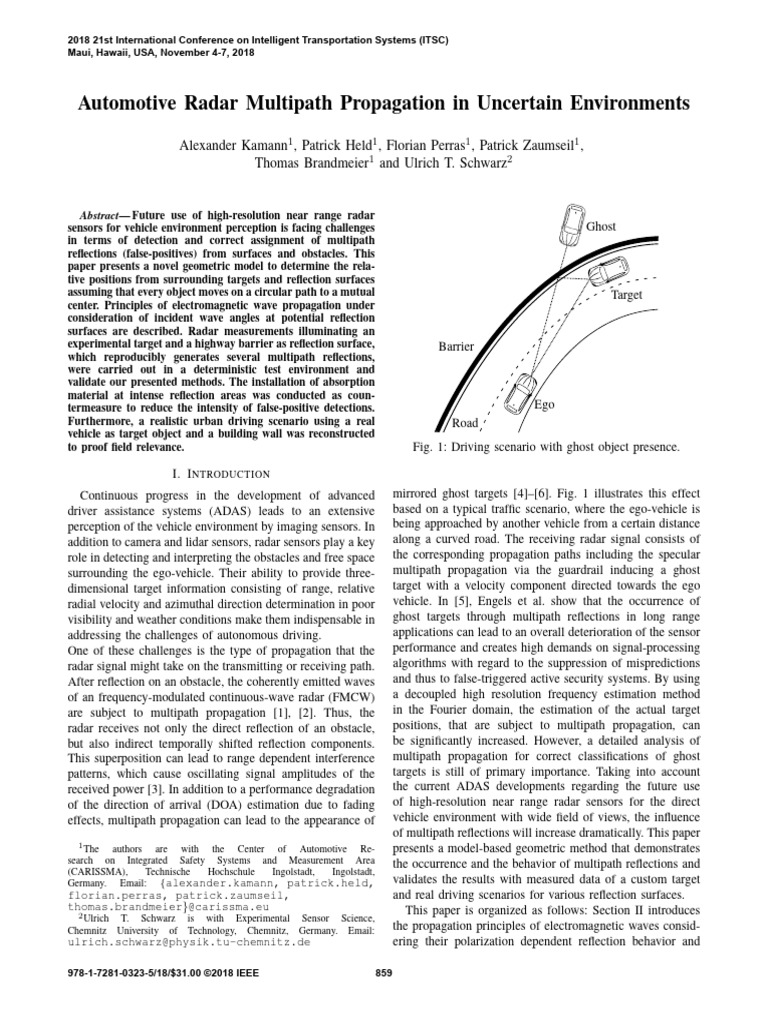Automotive Radar Multipath Propagation in Uncertain Environments | PDF ...