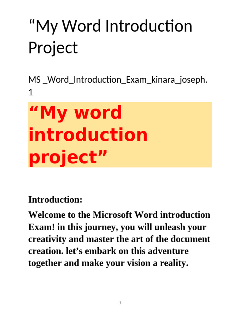 Microsoft Word Intro Exam Guide | PDF