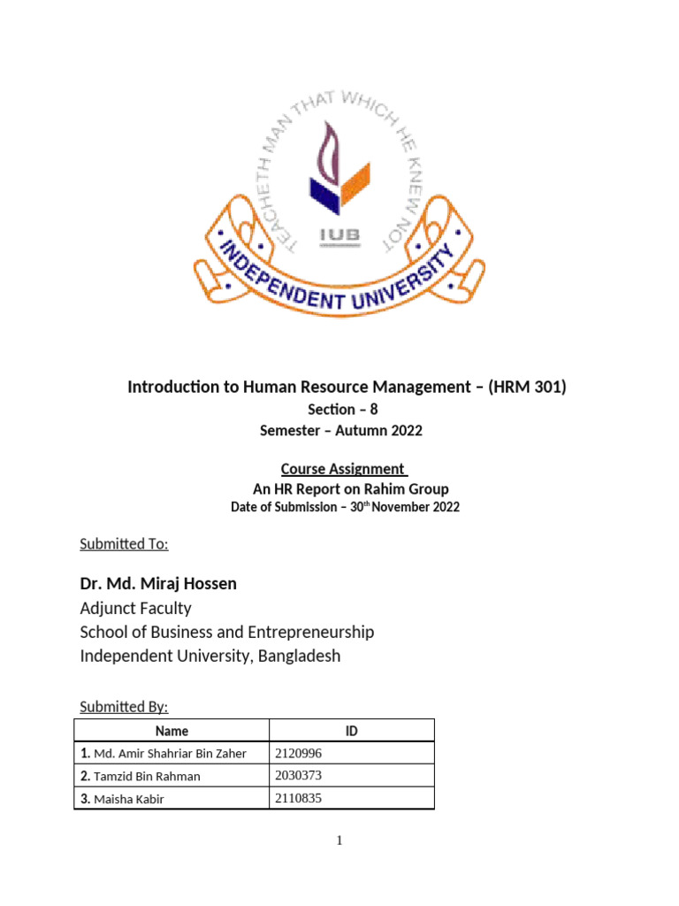 HRM 301 Group Assignment | PDF | Performance Appraisal | Employment