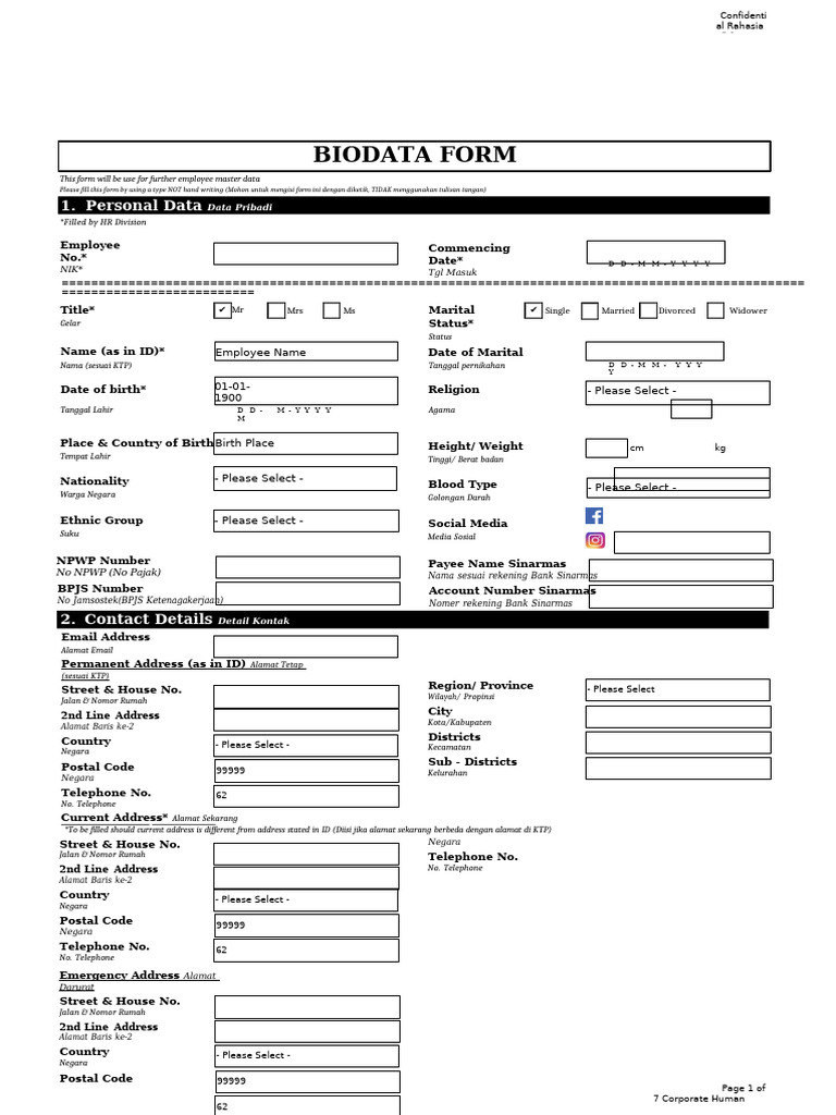 Biodata Form 2024 No Logo | PDF