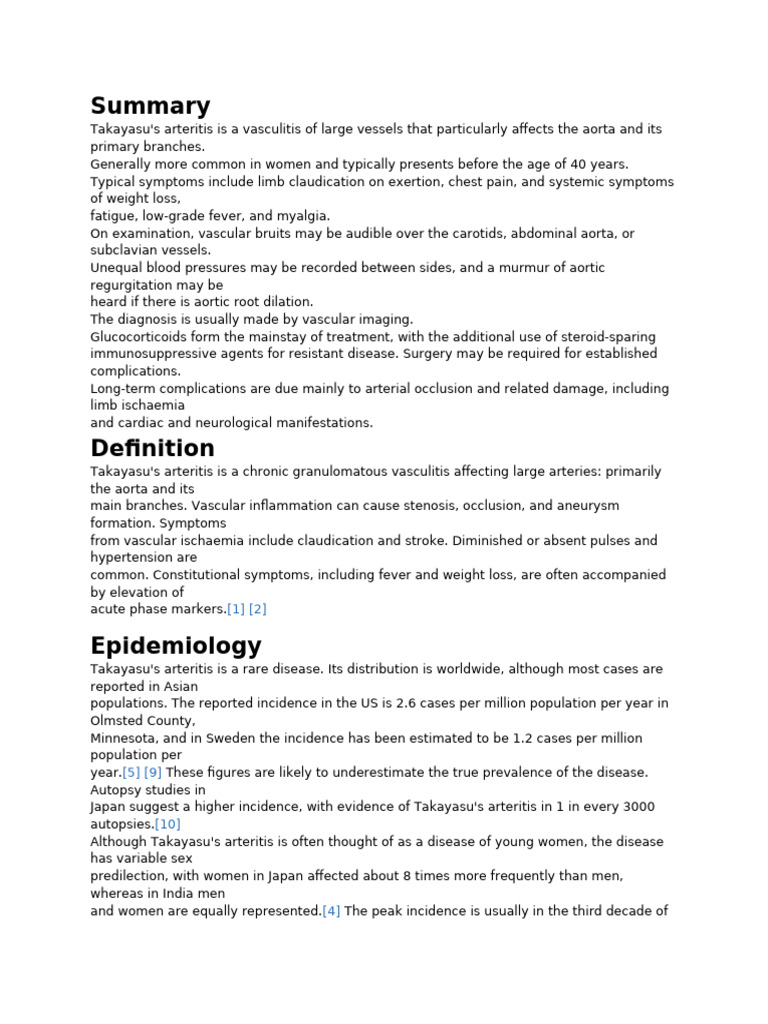 Takayasu Arteritis - docx.BMJ | PDF | Aorta | Angiography