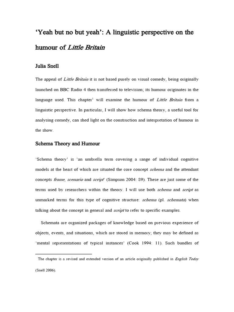 Snell 2010 Yeah But No But Yeah | PDF | Schema (Psychology)