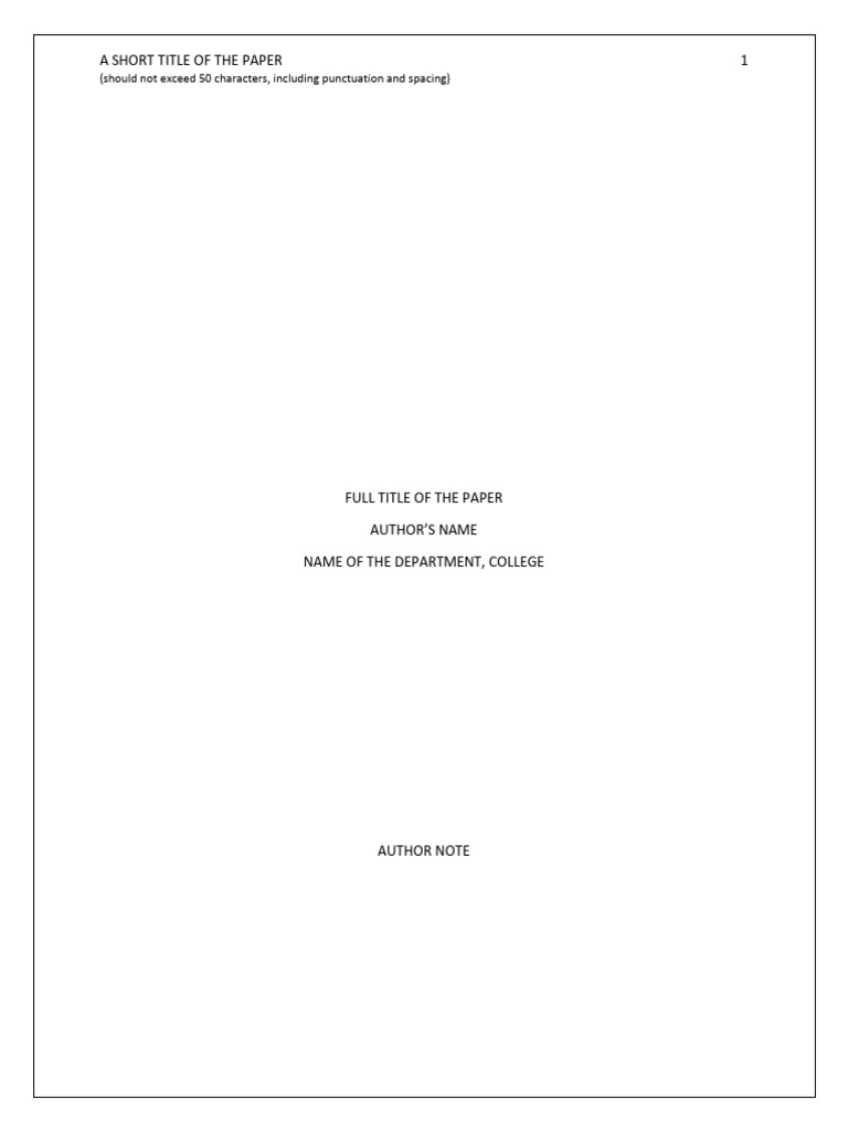 APA Style Professional Paper | PDF