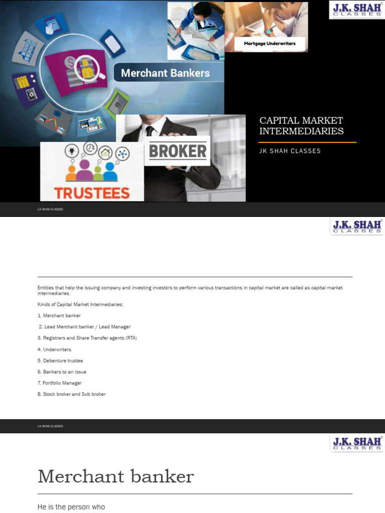 Capital Market Intermediaries | PDF | Securities (Finance) | Stocks