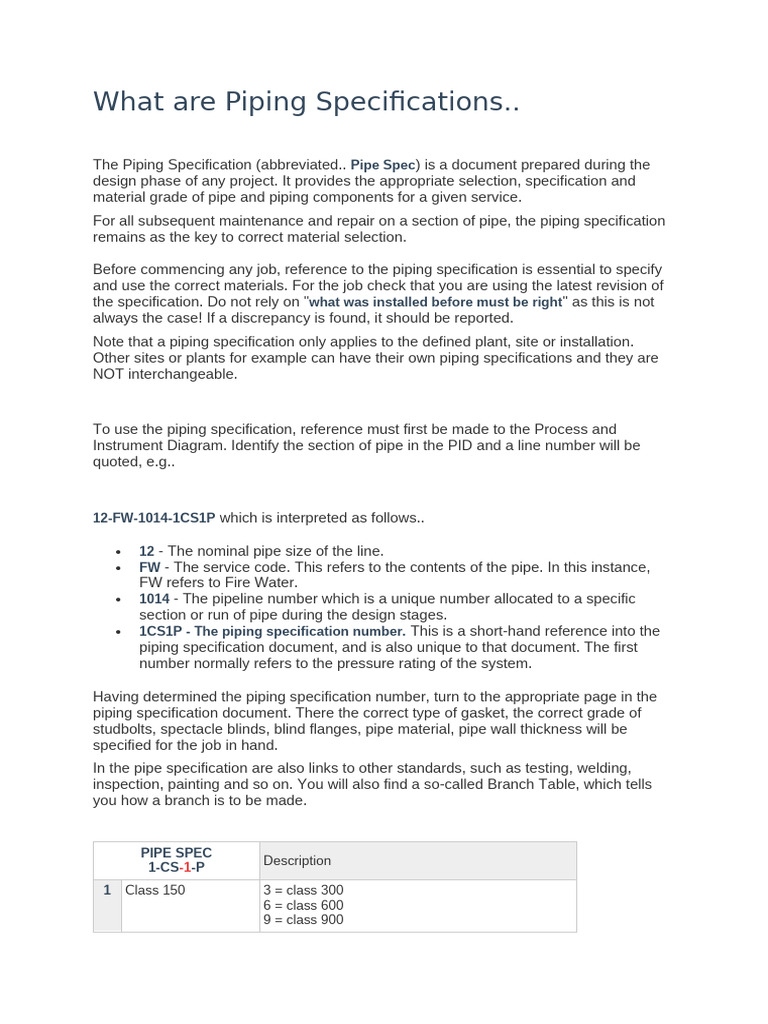 03 - Foreword Piping Specifications | PDF | Specification (Technical ...