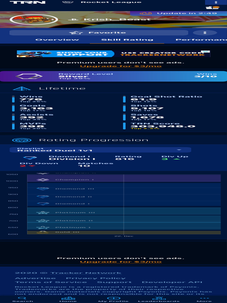 Krish_Beast's Rocket League Skill Rating - Rocket League Tracker | PDF
