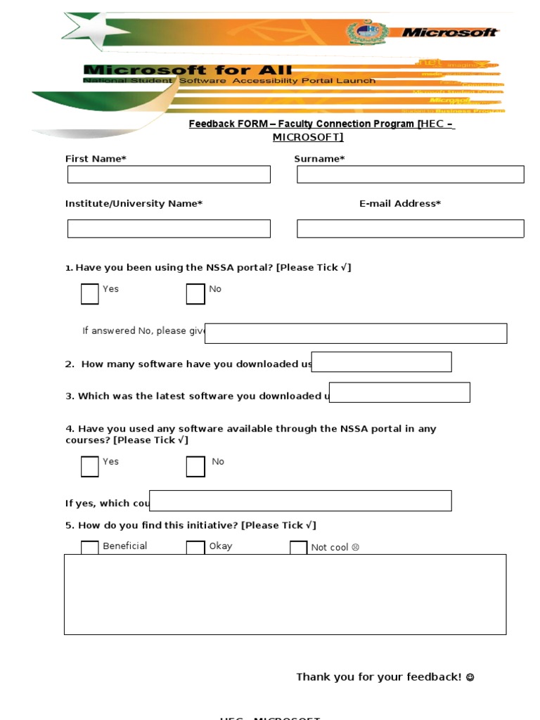 NSSA Feedback Form | PDF