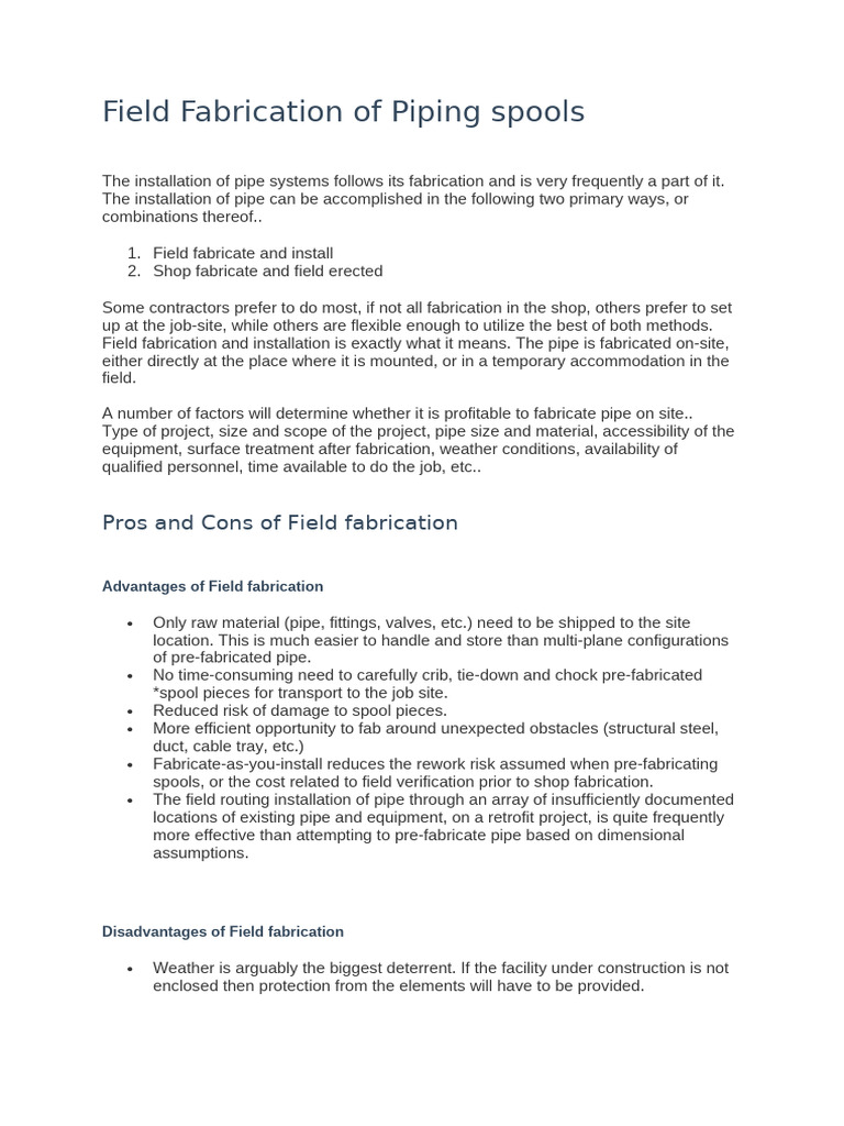 02_Field fabrication of Pipe systems | PDF | Pipe (Fluid Conveyance ...