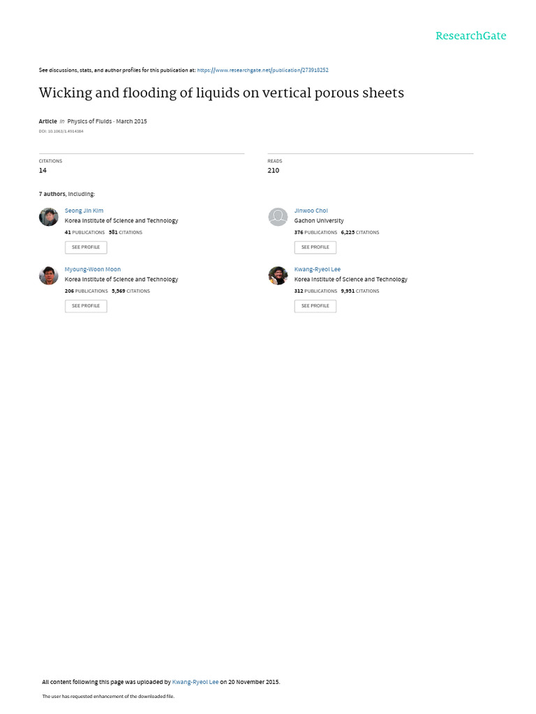 Wicking and Flooding of Liquids On Vertical Porous | PDF | Liquids ...