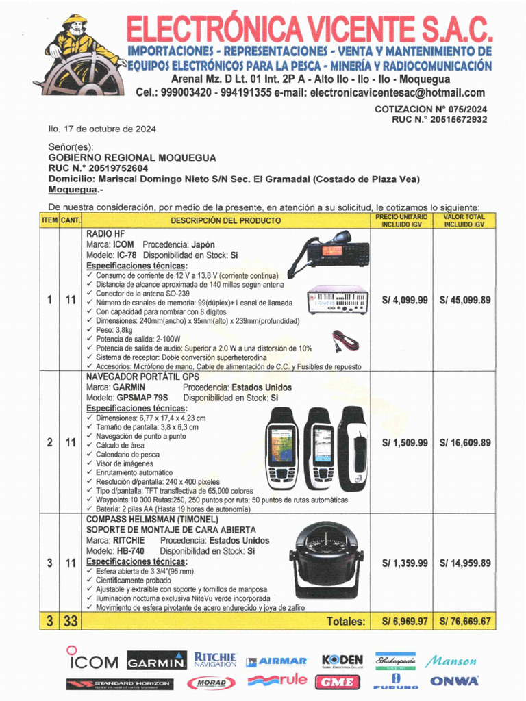Cotizacion 75 GPS Vicente | PDF