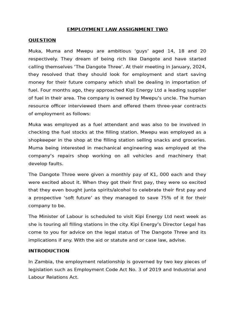 Employment Law Assignment Two | PDF | Labour Law | Employment