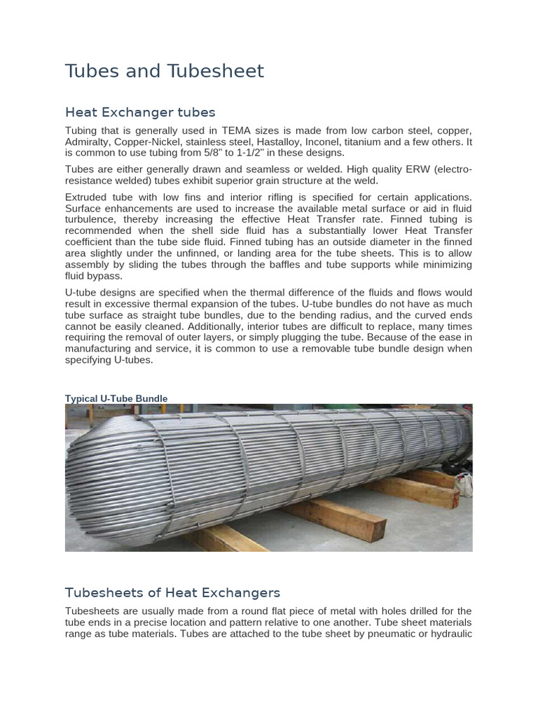 03 - Tubes and Tubesheet | PDF | Pipe (Fluid Conveyance) | Construction