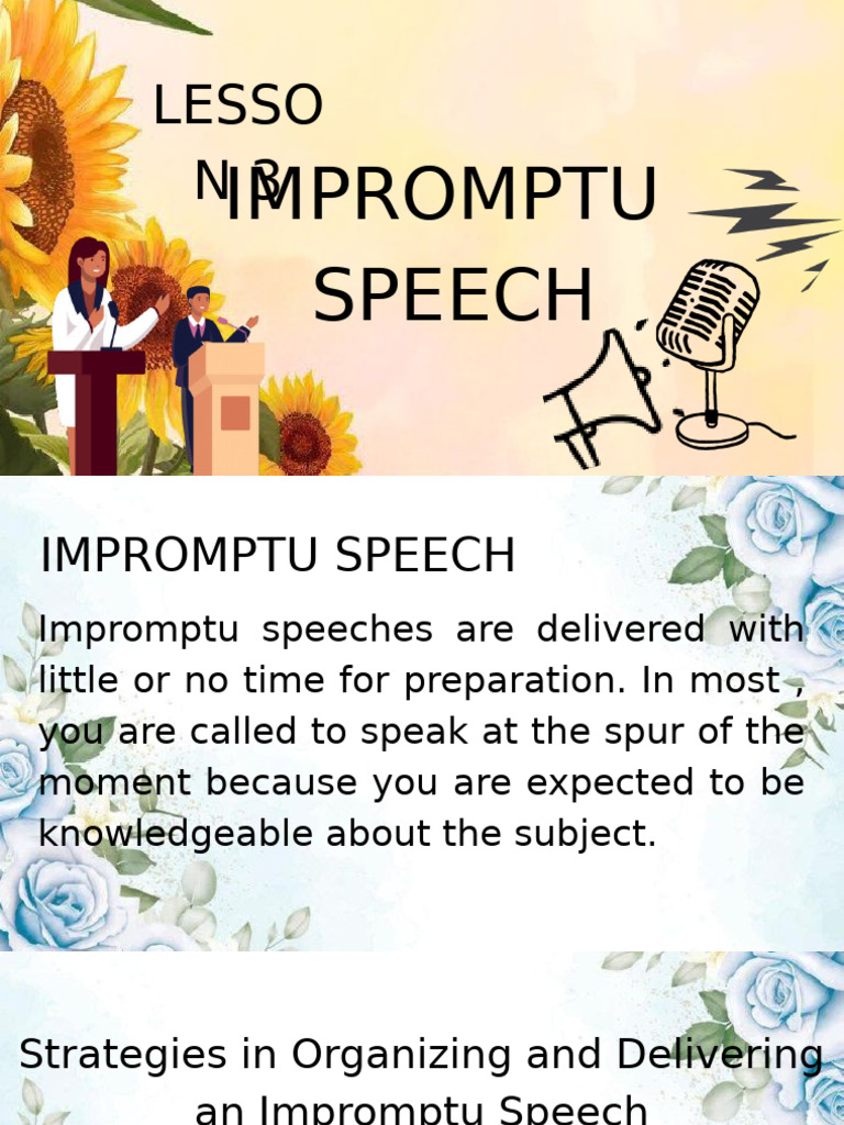 Lesson 3 - Impromptu Speech | PDF