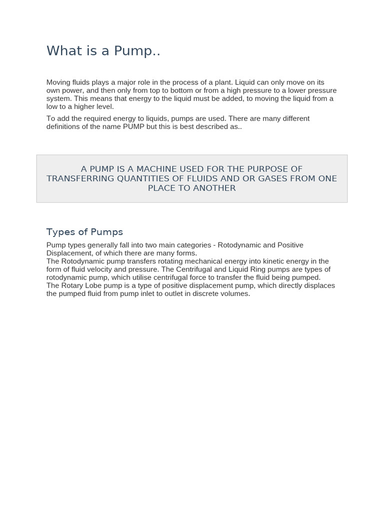 01_Pumps general | PDF | Pump | Viscosity
