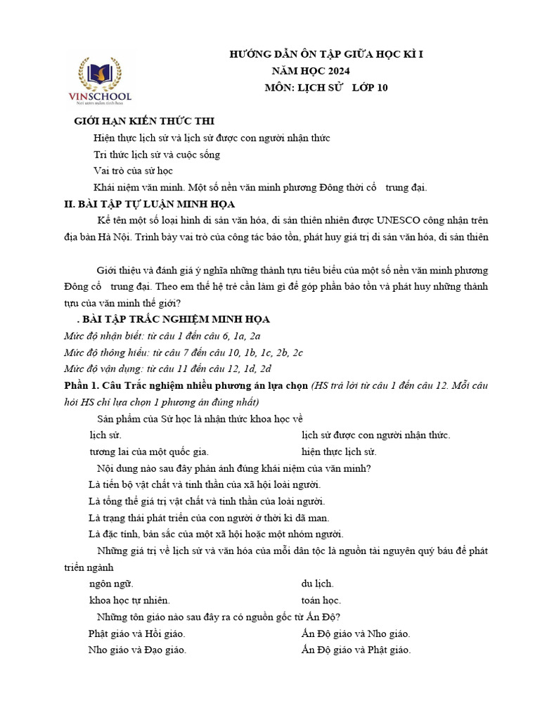 Su10 Huongdanontap GHKI | PDF