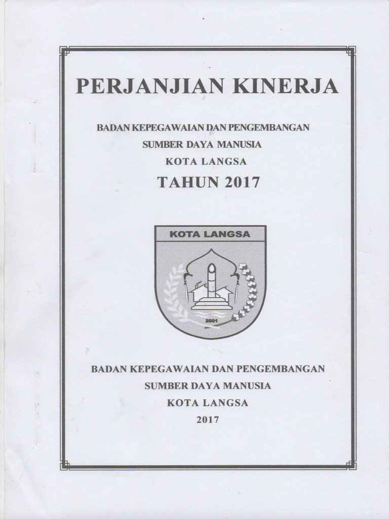Perjanjian Kinerja Atau Tapkin Tahun 2017 | PDF