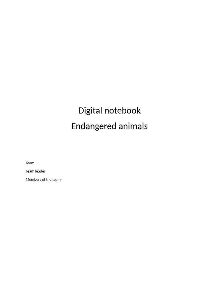 Digital Notebook - Endangered Species | PDF | Endangered Species | Reason