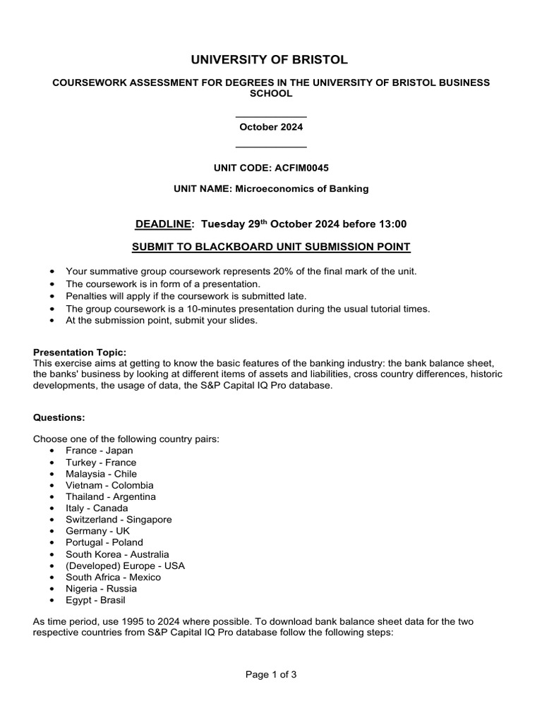 Banking Coursework Presentation Guide | PDF | Balance Sheet