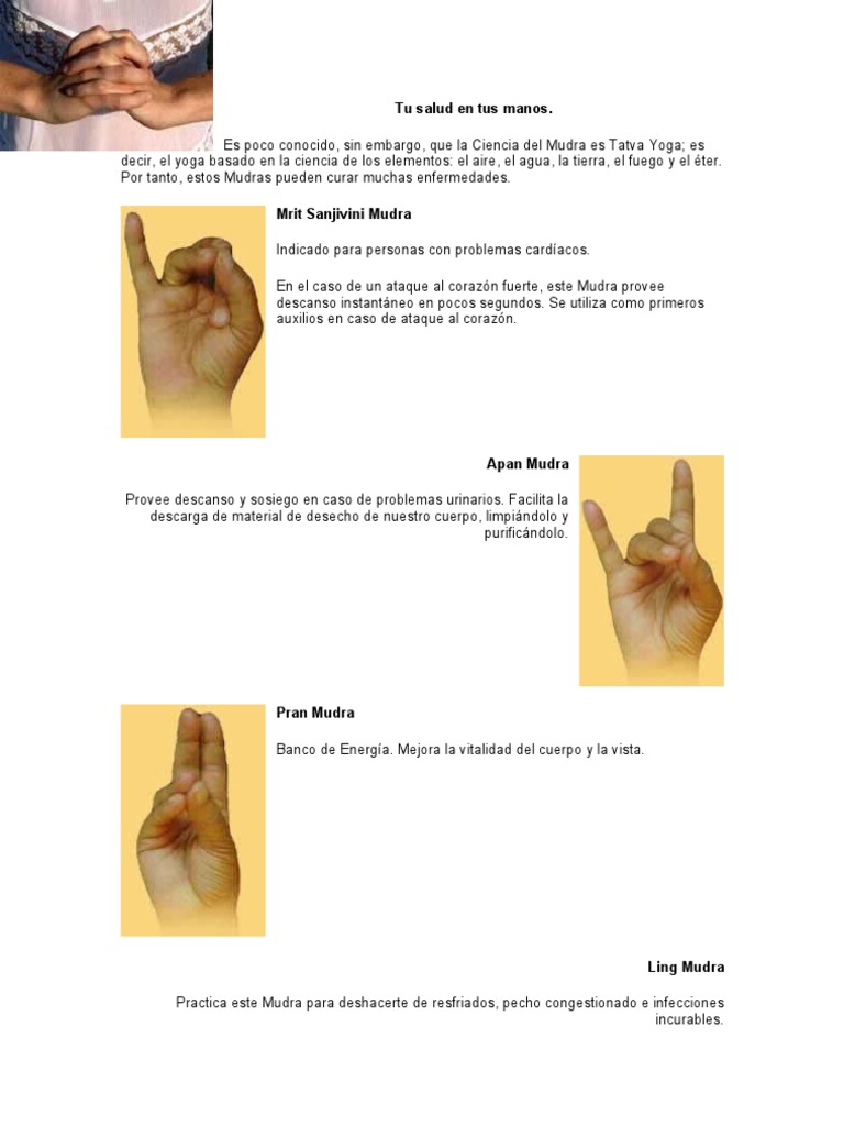 Los beneficios curativos de los mudras y su conexión con los elementos y chakras | PDF | Chakra ...