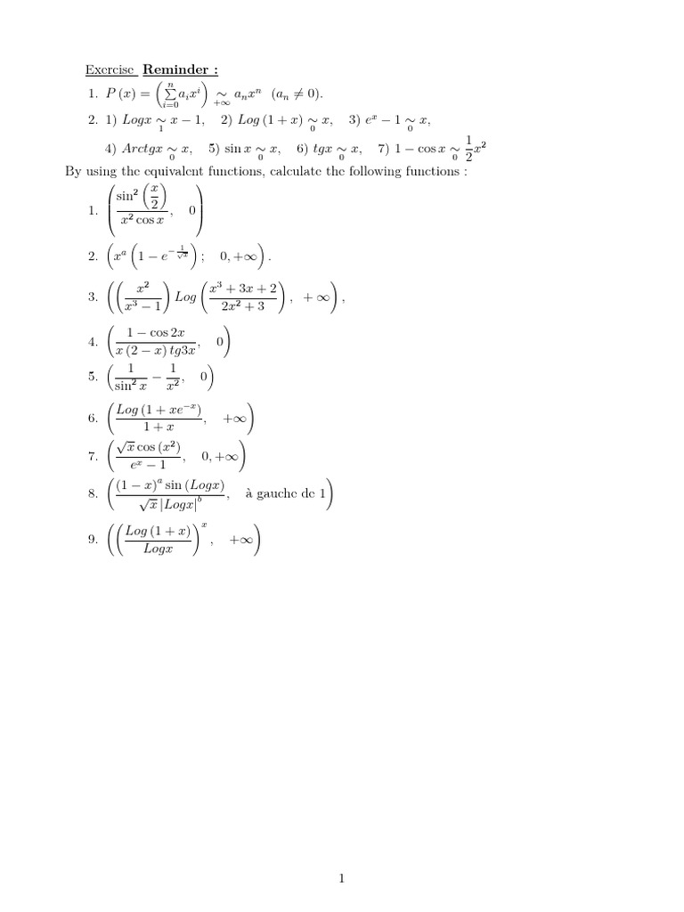 Exercise on equivalent functions | PDF