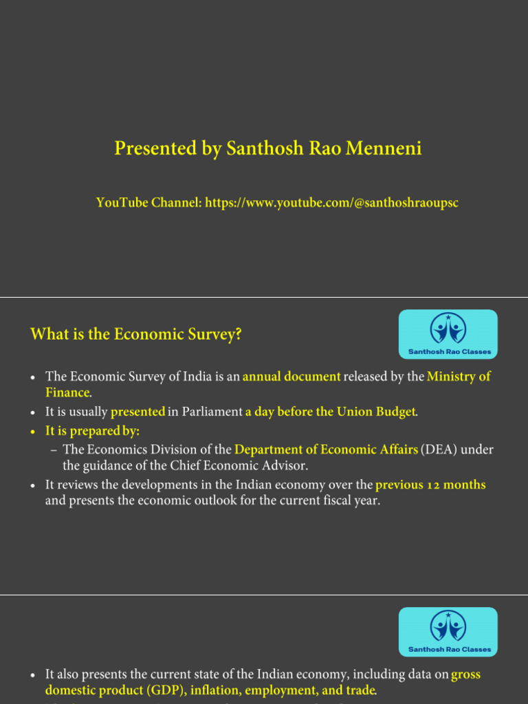 Economic Survey by Santhosh Ao Sir | PDF