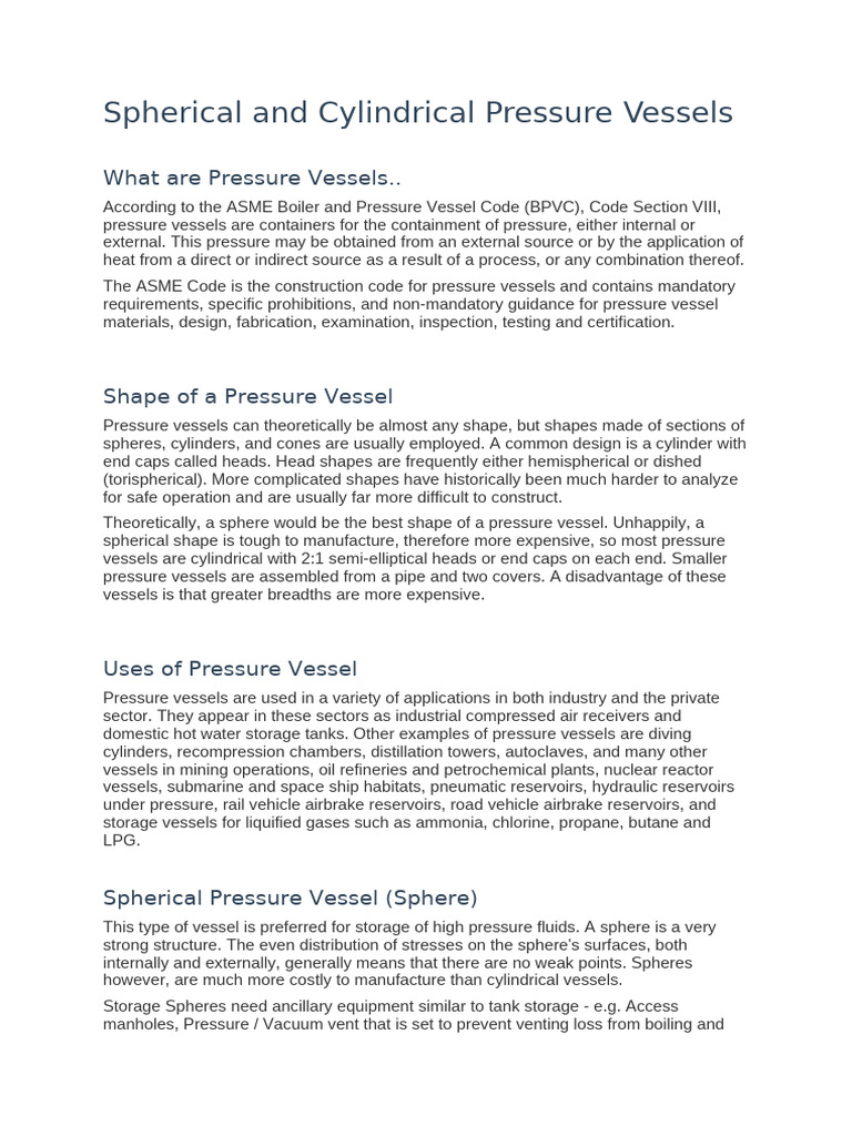Spherical and Cylindrical Vessels | PDF | Gases | Mechanical Engineering