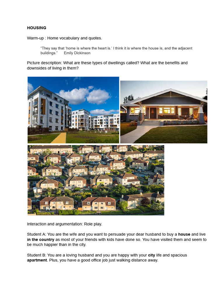 Housing Choices: City vs. Country Living | PDF