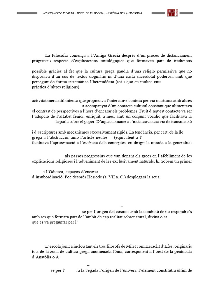 Tema01 Història de La Filosofia 2n Batxillerat - 2024-25 | PDF