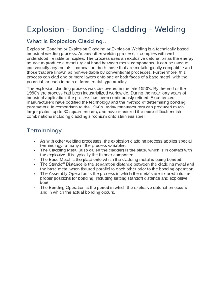 Explosion Cladding-Welding | PDF | Welding | Construction