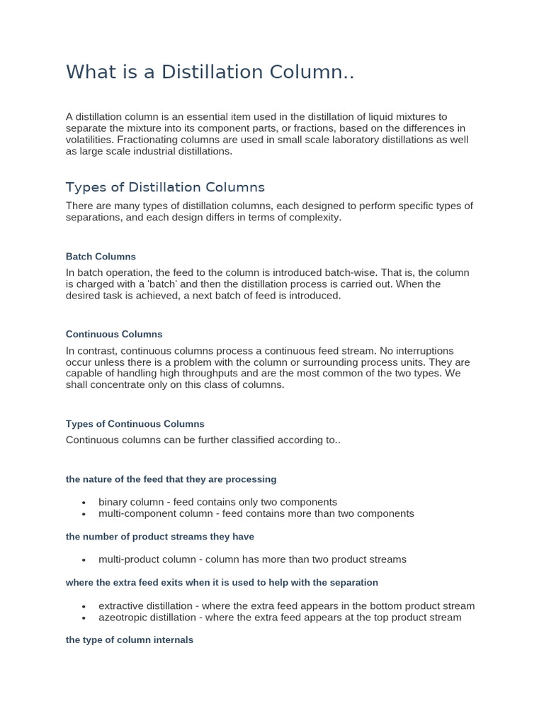 Understanding Distillation Columns | PDF | Distillation | Chemistry