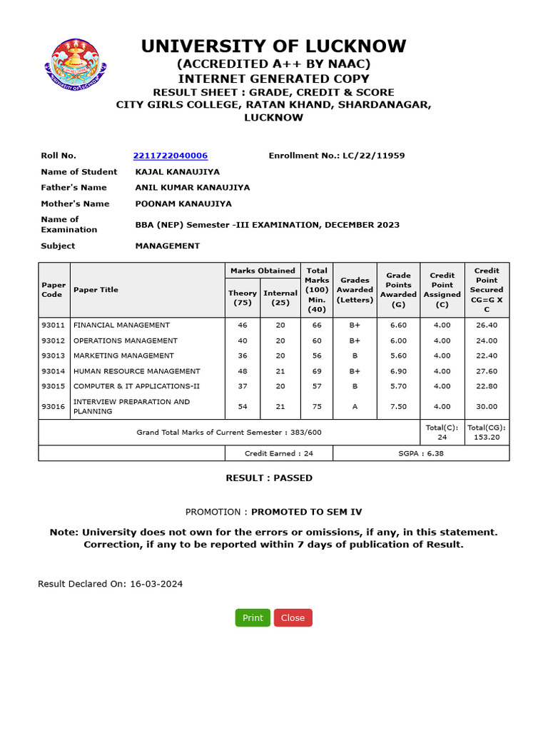 University of Lucknow | PDF