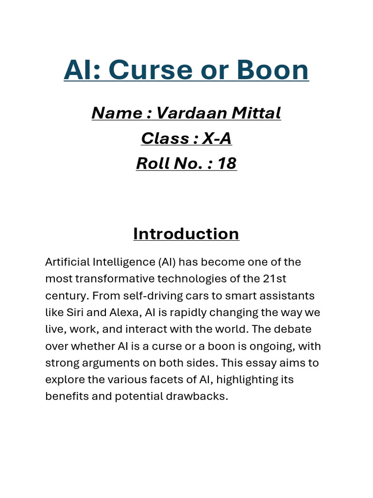 AI Curse or Boon | PDF | Artificial Intelligence | Intelligence (AI) & Semantics