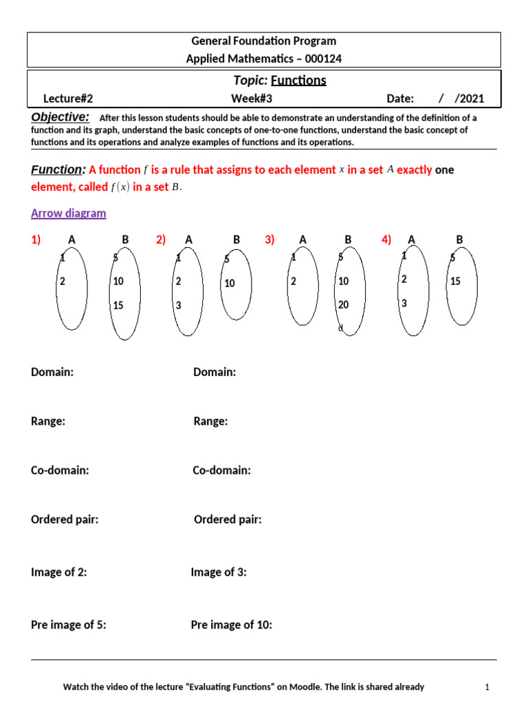 Lecture#2 - Evaluating Functions | PDF | Function (Mathematics) | Mathematical Objects