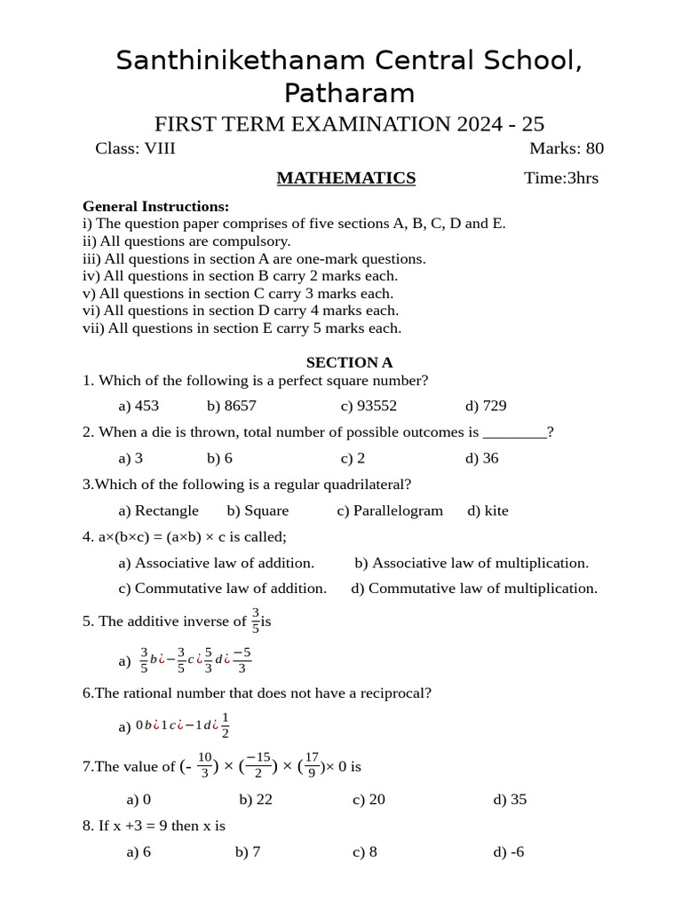 maths mid term 8 (1) | PDF | Elementary Geometry | Elementary Mathematics
