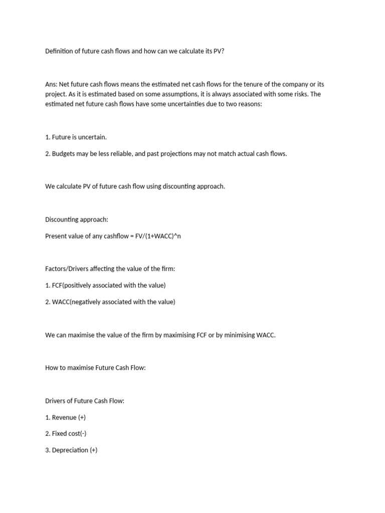 RECENT CLASS Definition of Future Cash Flows and How Can We Calculate ...