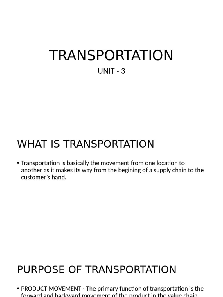 Understanding Transportation Basics | PDF