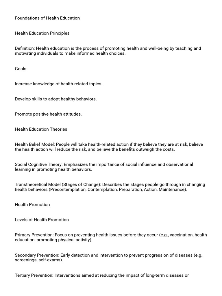 Foundations of Health Education | PDF | Health Education | Health Promotion