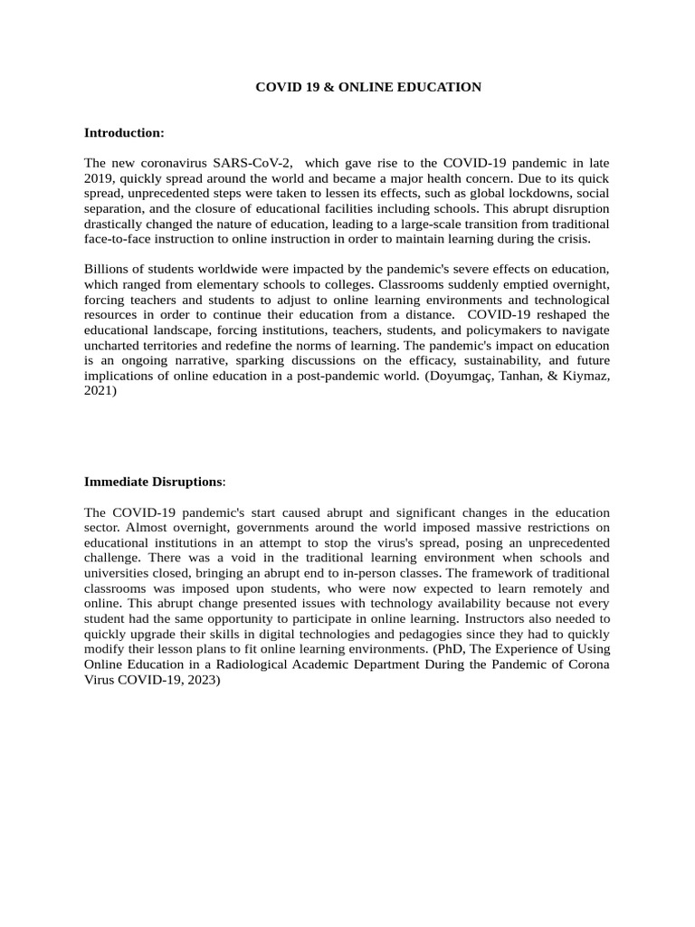 COVID 19 eng (2) | PDF | Distance Education | Educational Technology
