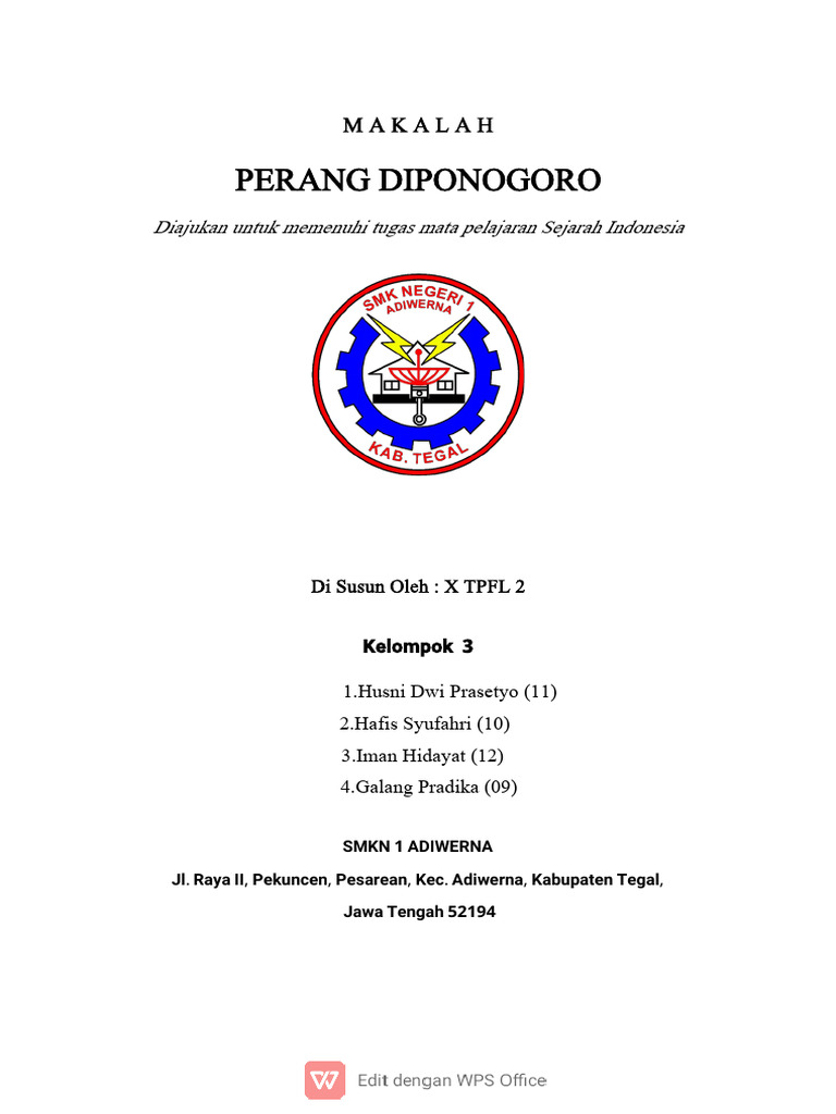 Kelompok 3 Tugas Sejarah Perang Diponegoro | PDF