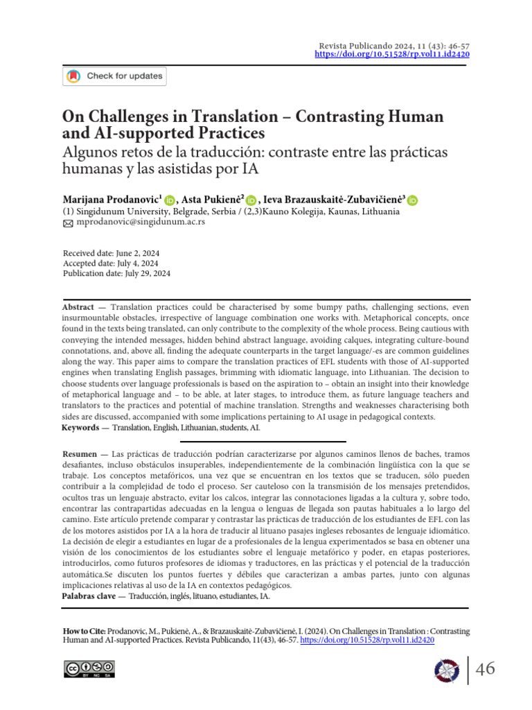 On Challenges in Translation Contrasting Human and | PDF | Translations ...