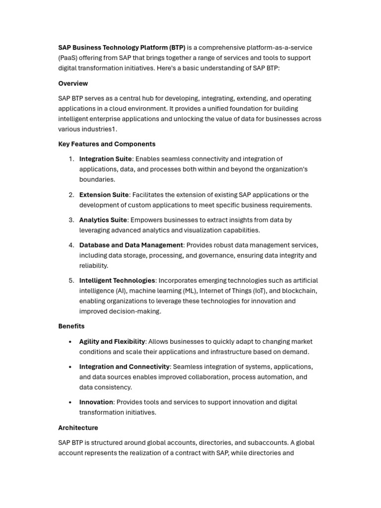 SAP BTP basic understanding | PDF