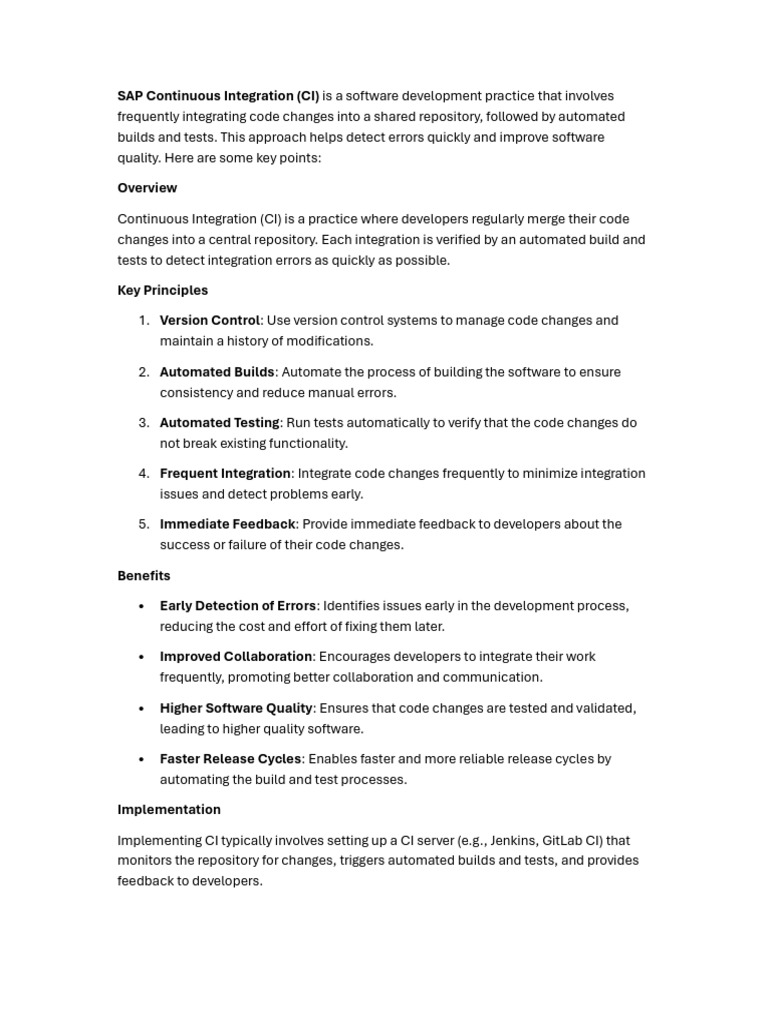 SAP CI Basic Understanding | PDF