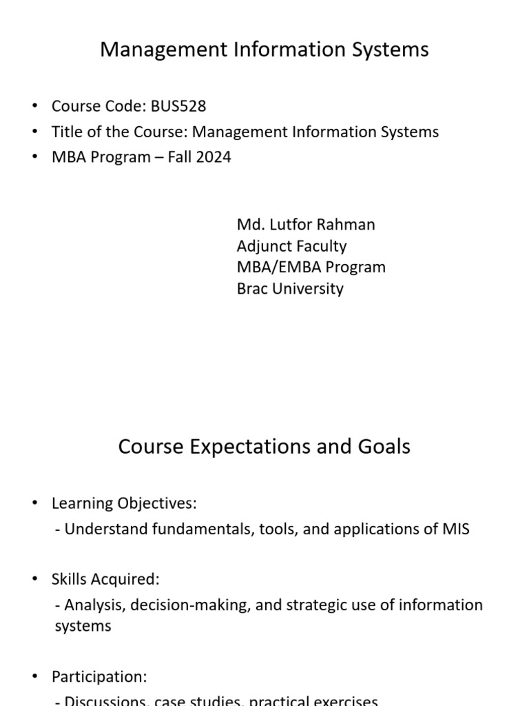 Chapter 1a Intro_to_MIS | PDF | Management Information System | Master Of Business Administration