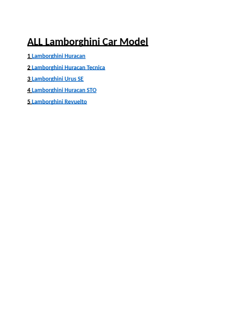ALL Lamborghini Car Model | PDF