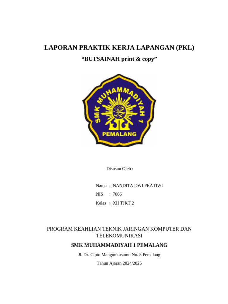 Laporan PKL NANDITA XII TJKT 2222222 | PDF