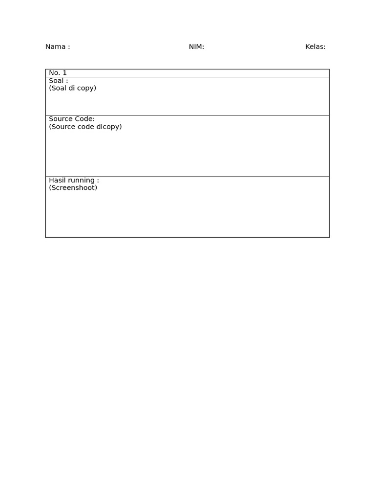 Nama NIM Kelas | PDF